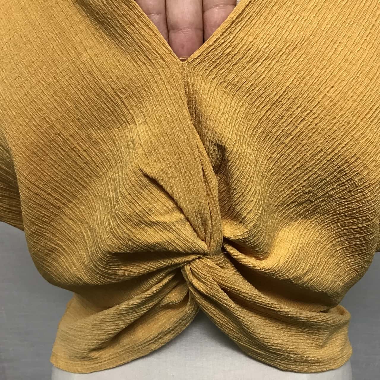 Zara, Yellow/gold cropped top, (couple of loose stitches), Size M(s)