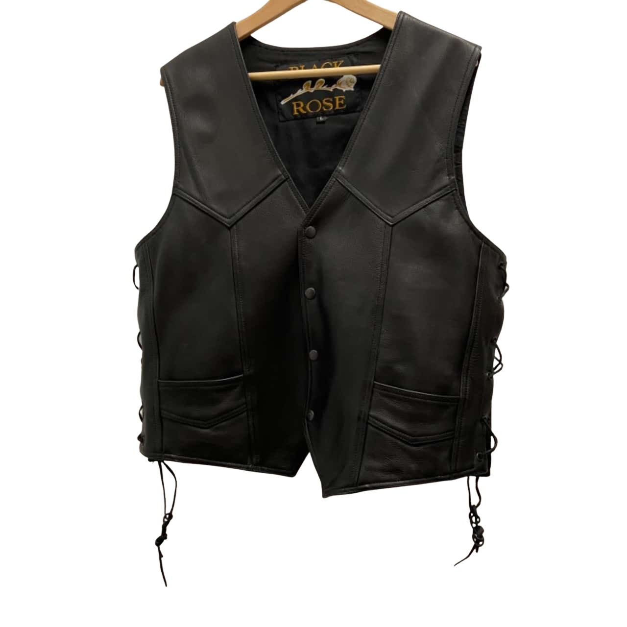 Black Rose Mens Motorcycle Size L Vests Black