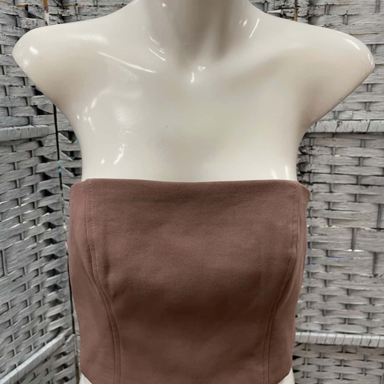 Kookai Womens Size 38 Cropped Strapless Top - colour Mink(s)