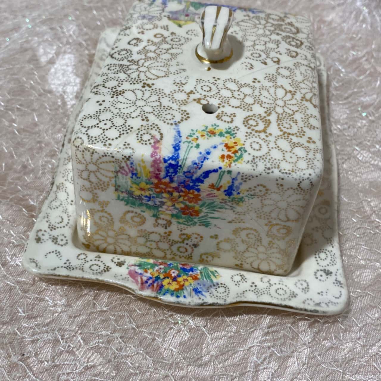 Vintage Art Deco H & K Tunstall Pottery Butter Dish and Cover