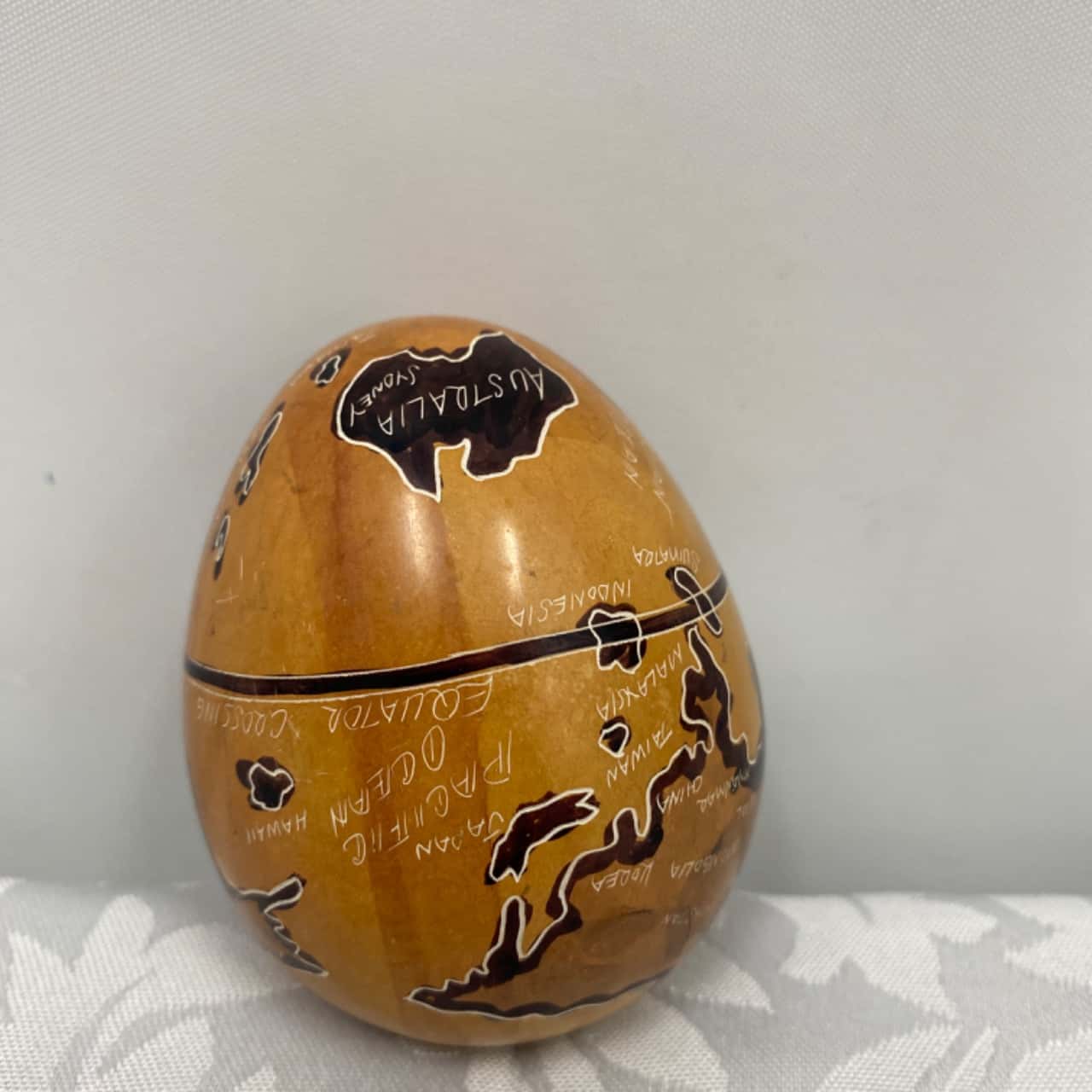 Hand etched & painted stone egg(world map)(s)