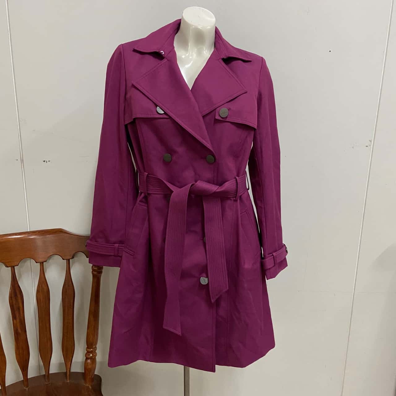 David Lawrence Long Sleeve Astor Trench Size 12 Magenta Purple(s) - New ...