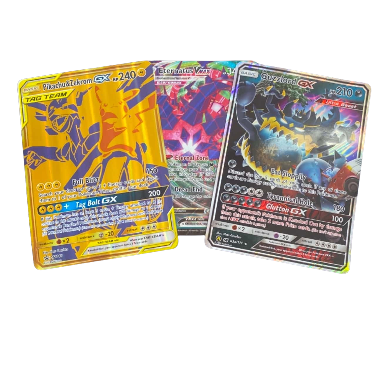 Large GX and VMax Pokémon cards