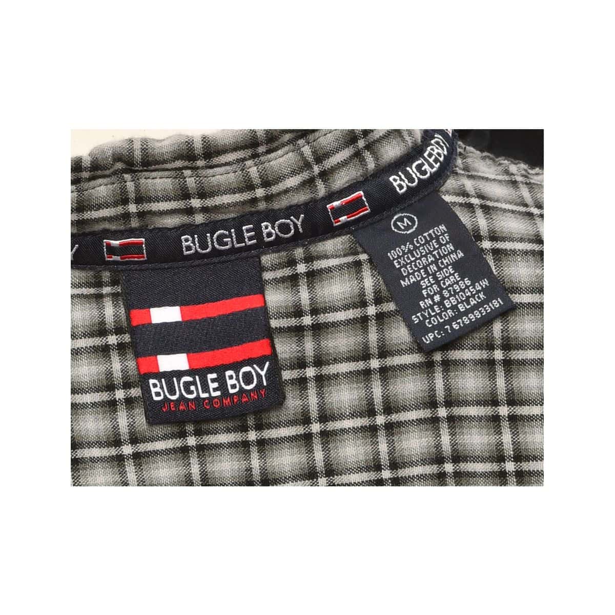 Bugle Mens Size L Checked Long Sleeve Shirt Black/Grey (s)