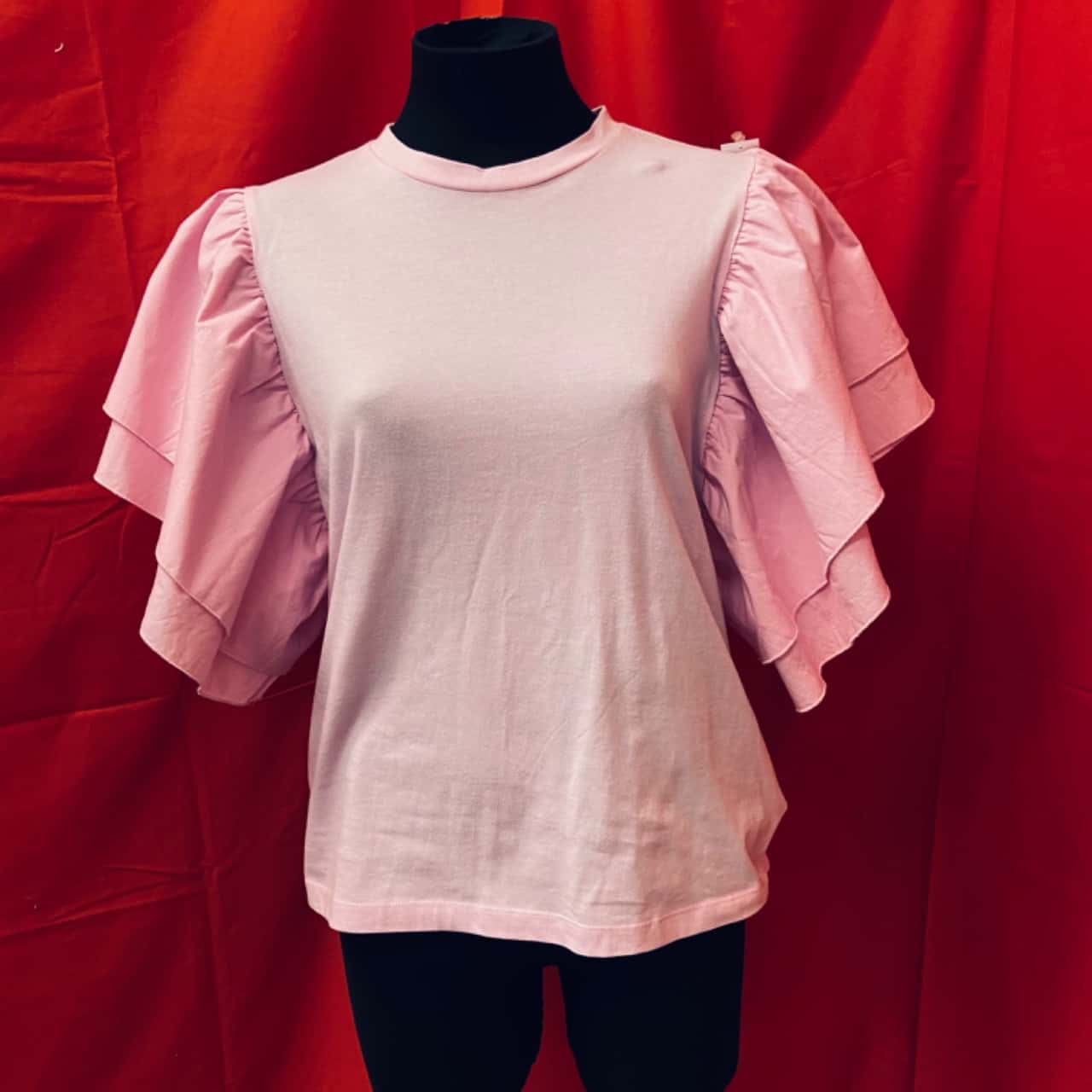 Decjuba Ladies Candy Pink Top Ruffle Sleeves RRP $ 69.95(s)