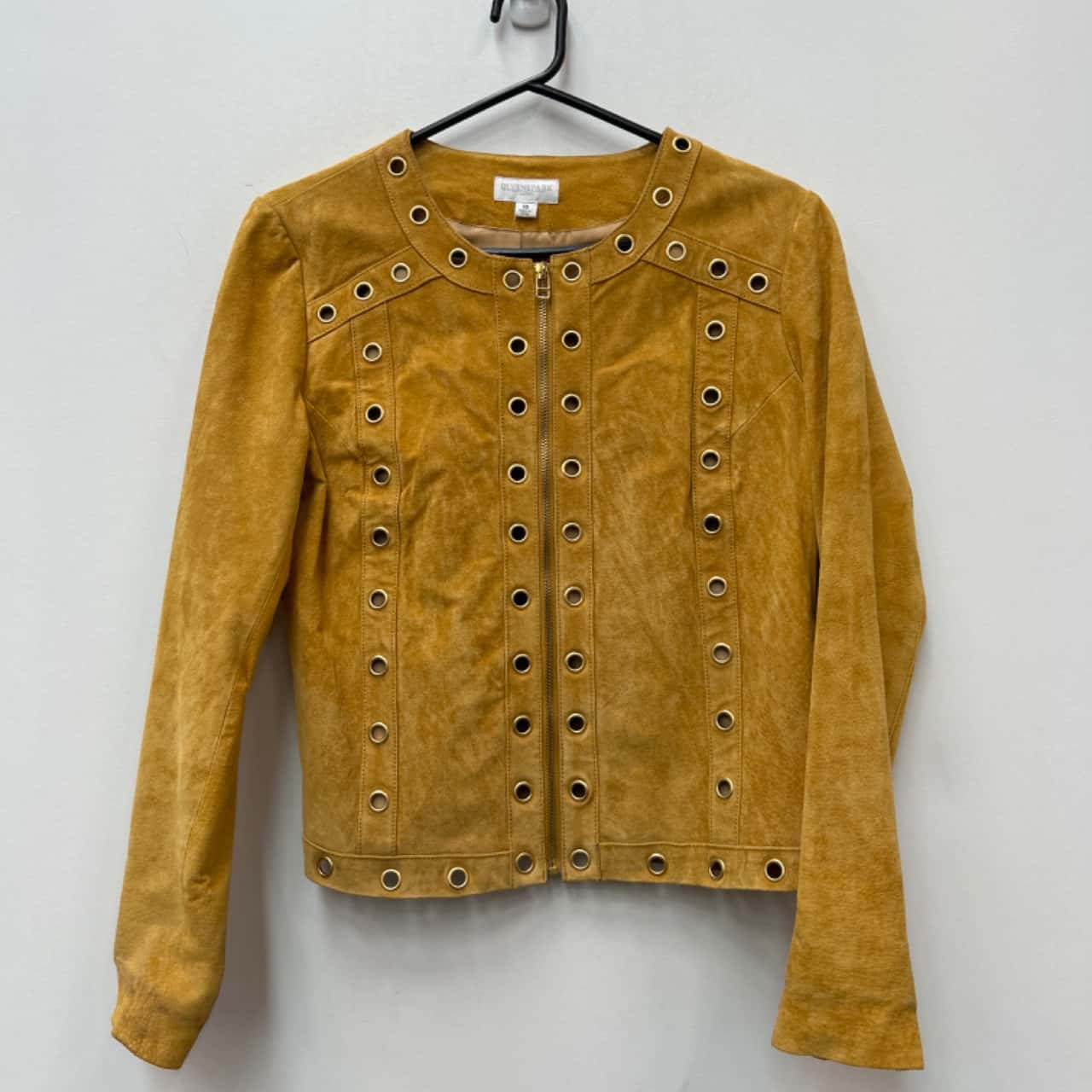 Queenspark Size 10 Yellow Eyelet Suede Jacket