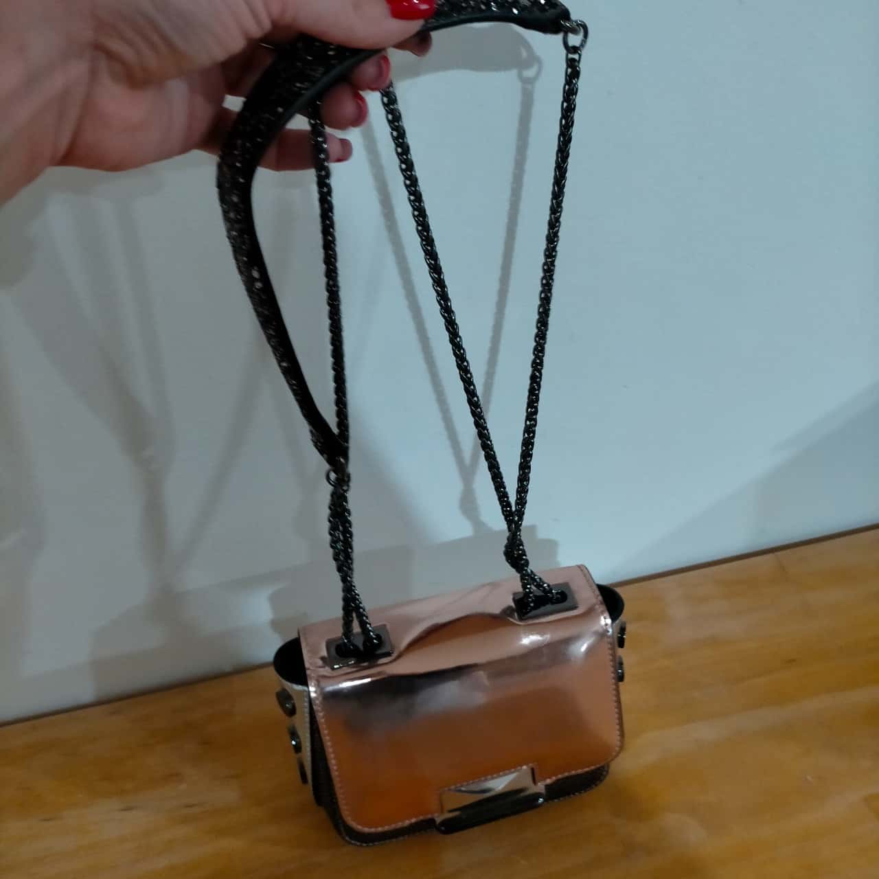 Mimco Small Metallic Leather Handbag VGUC(s)