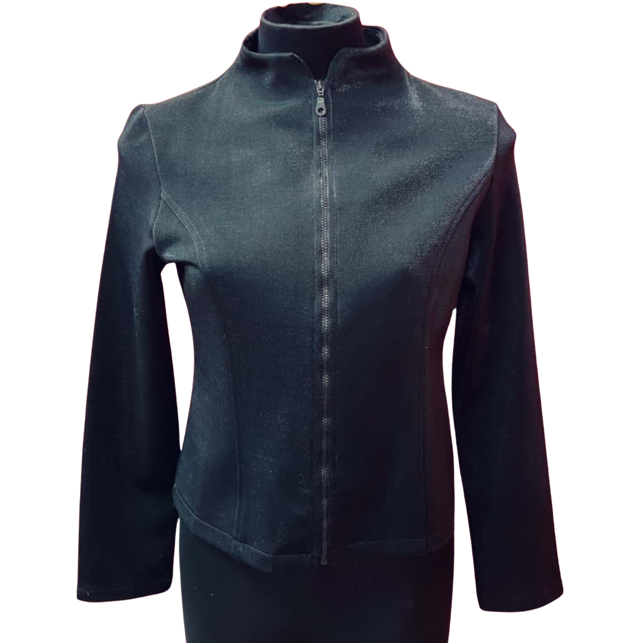 Womens Size M Front Zipper Black with Subtle Silver Shimmer Zip-up ...
