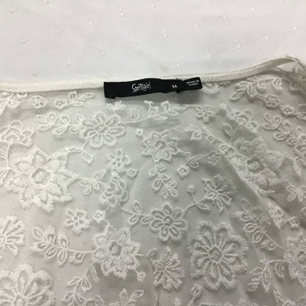 Sportsgirl Womens Size M White / Floral Net Lace Long Sleeve Open ...