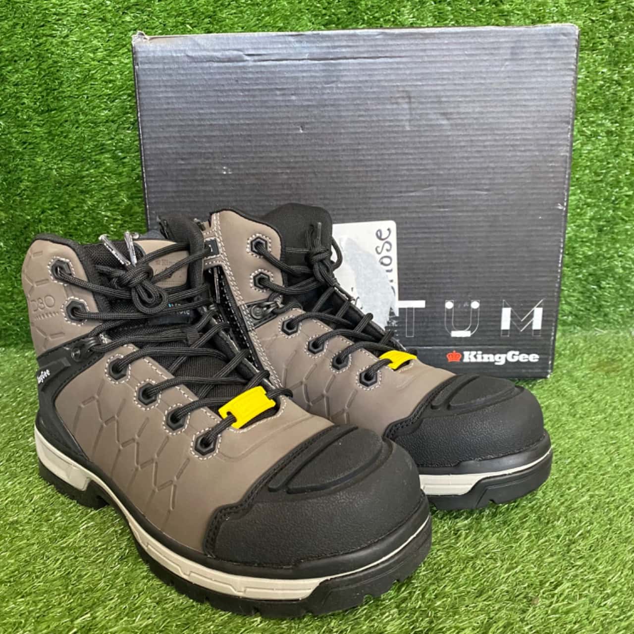 KingGee Black/Brown Quantum Work Boots Size 7