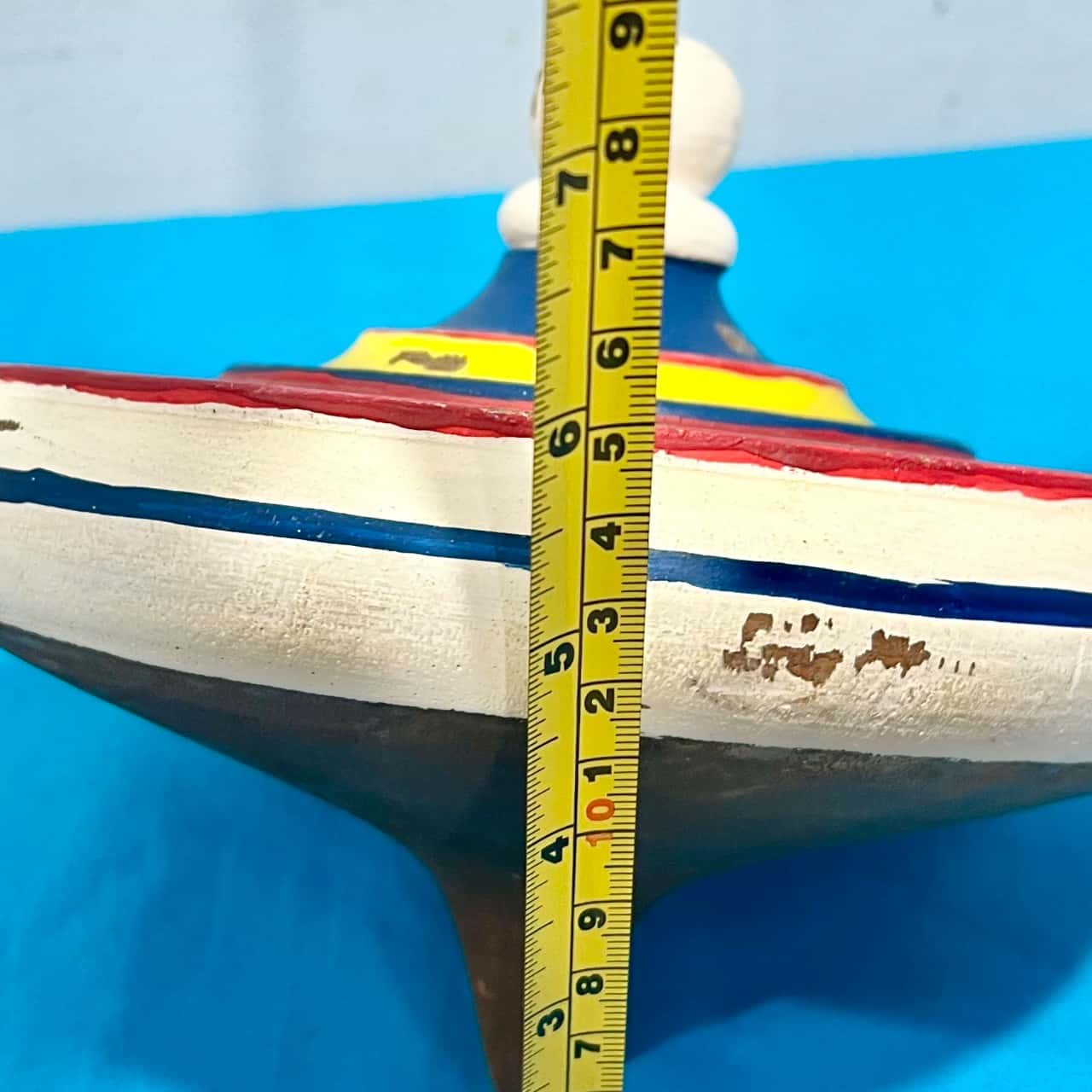 Vintage Wooden Spinning Top Red/Yellow/Blue/White