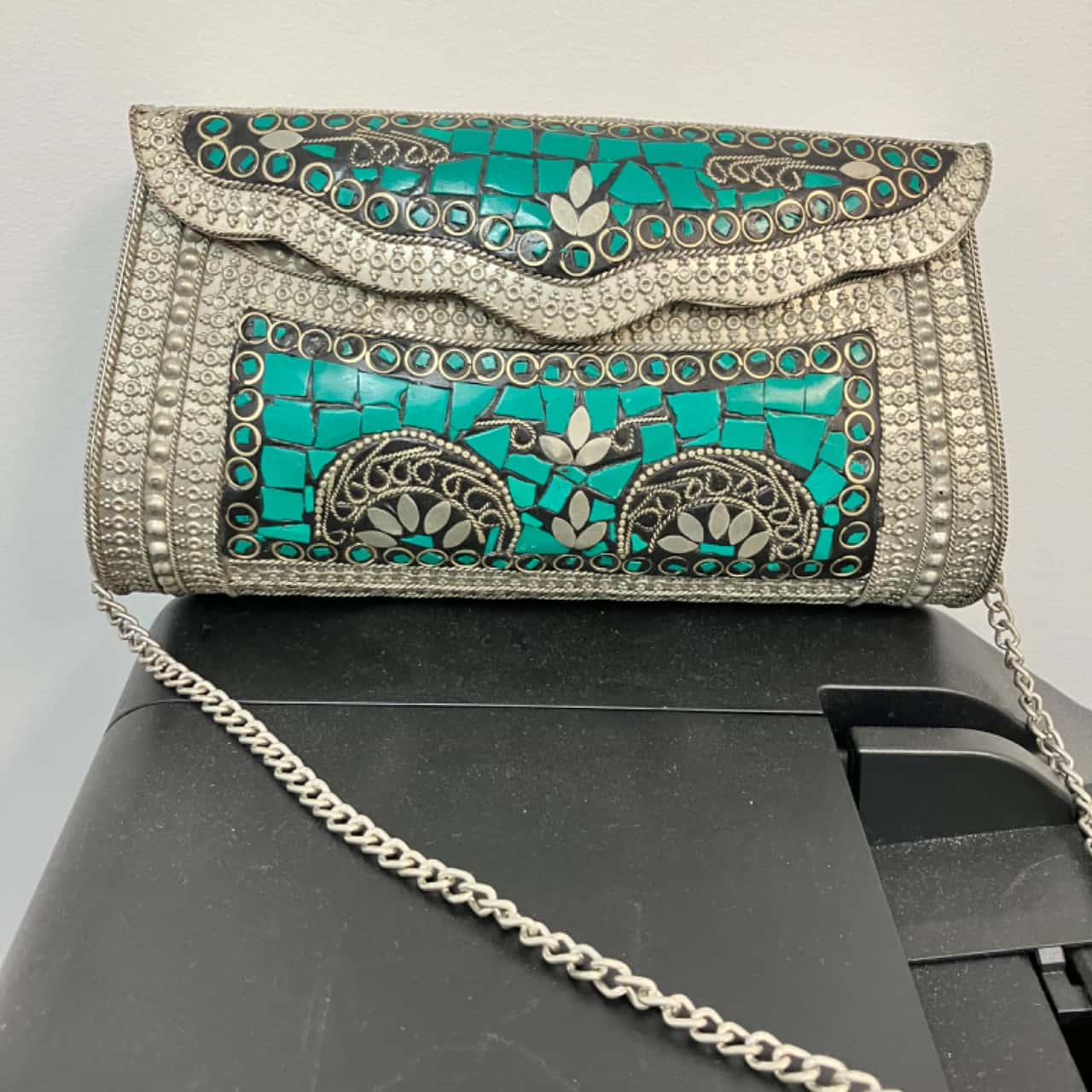 Ladies Silver/Turquoise Handbag - UNIQUE ITEM(s)