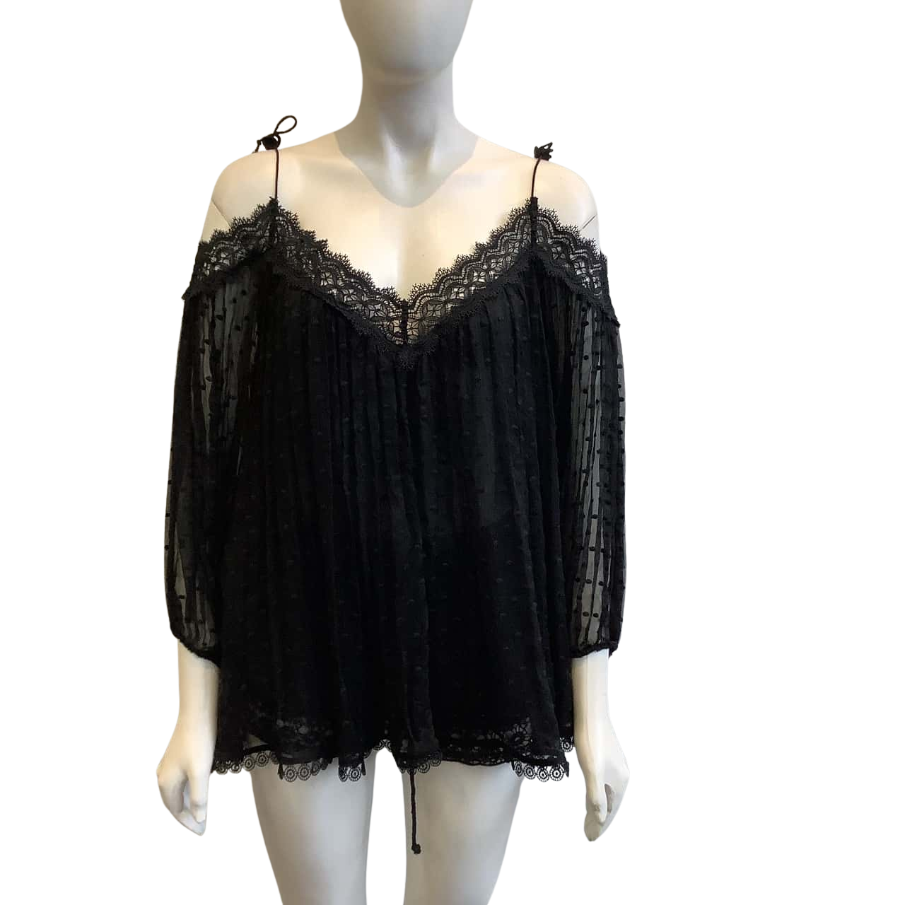Zimmermann Women's Brand Size 2 Cold Shoulder Blouse Black(s)