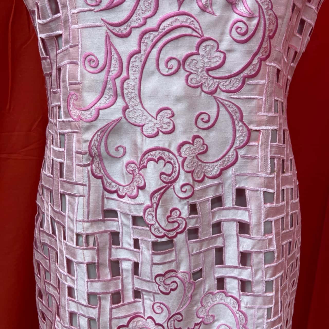 Womens Diva Silk Pink Cutwork Dress (s)
