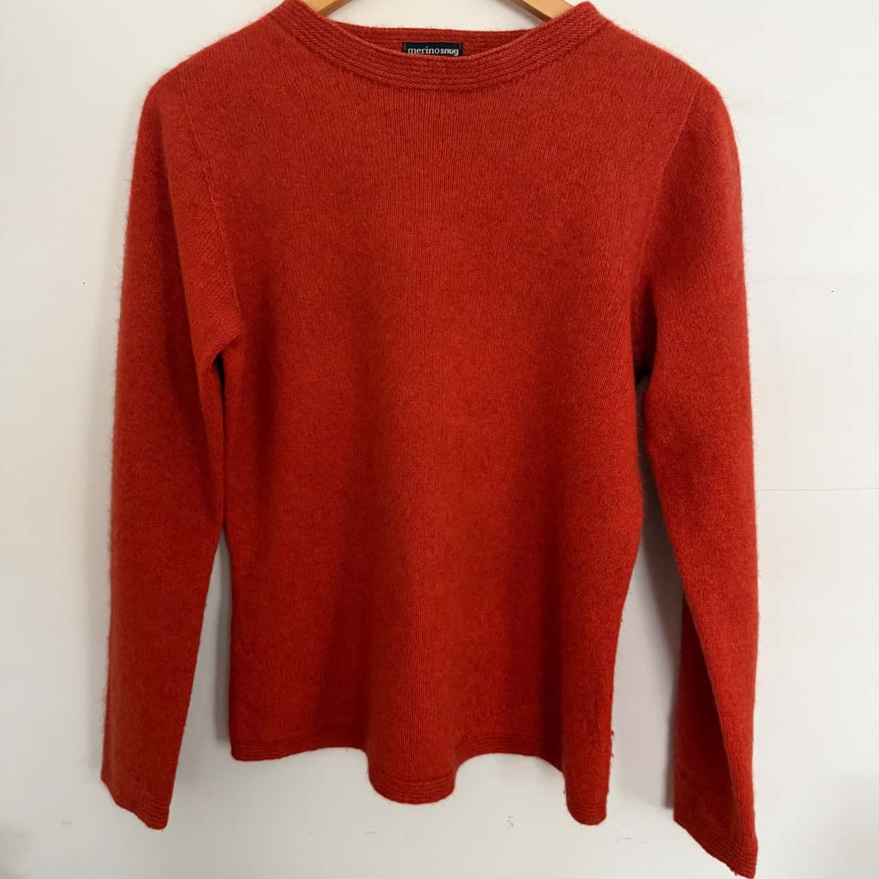 Merino Snug. Made in Australia. Jumper. Burnt Orange. Size S (s)