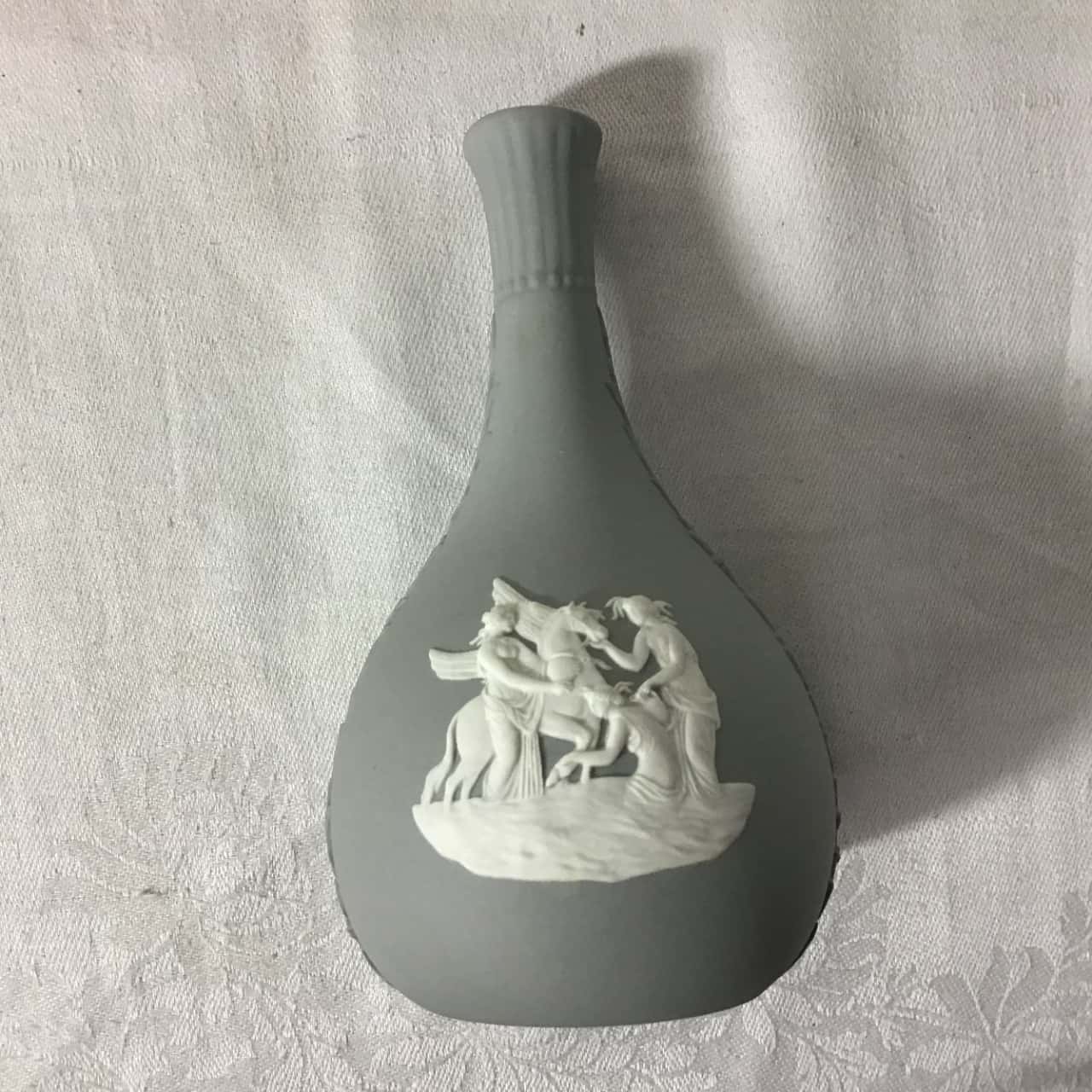 Wedgwood Jasperware Grey / White Pattern Bud Vase