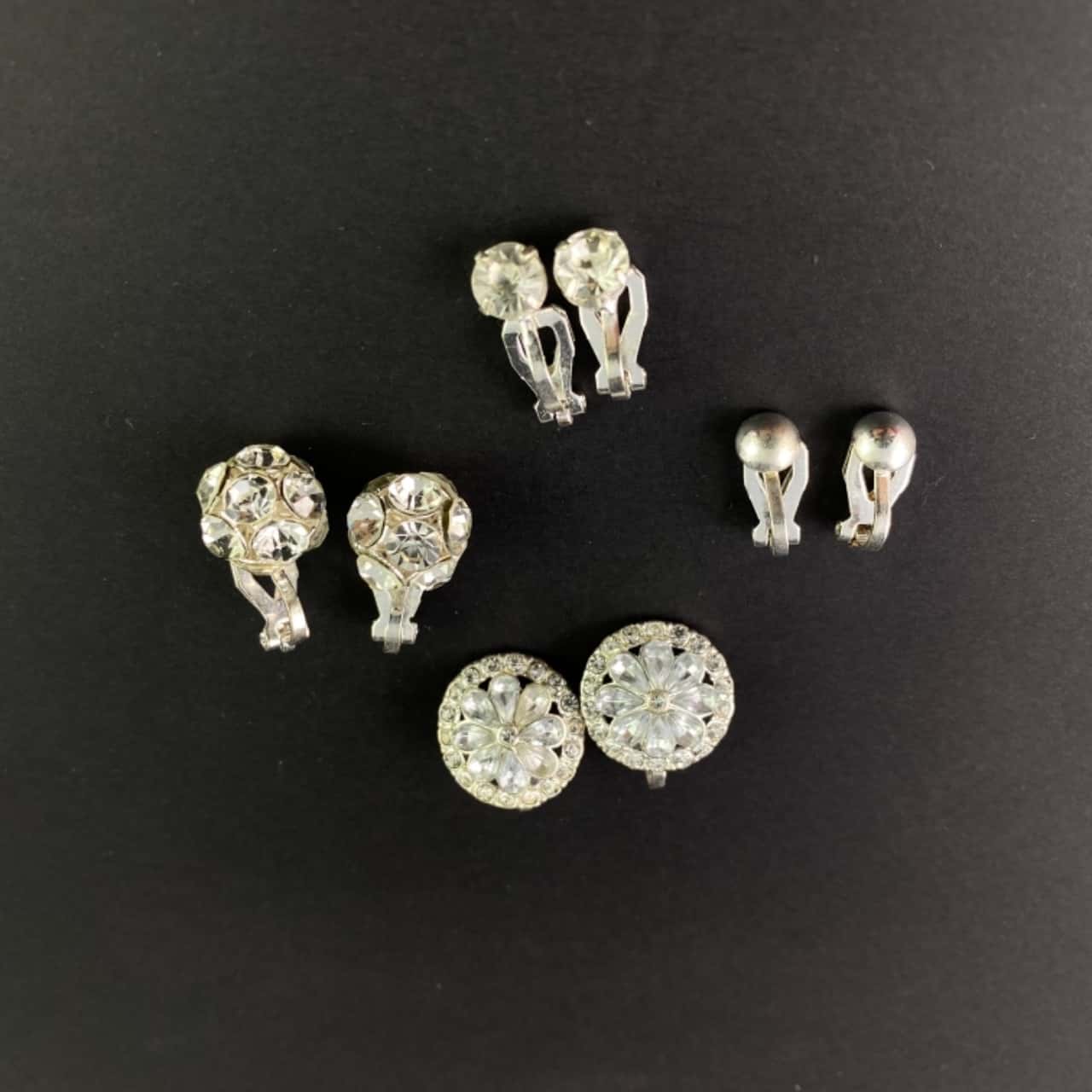 4sets Womens Fashion Earrings Silver tone