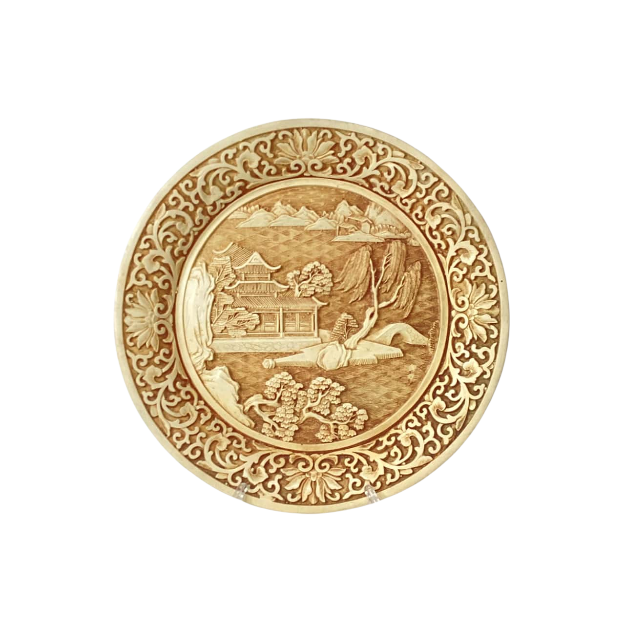 vintage Ivory Dynasty carved resin plate