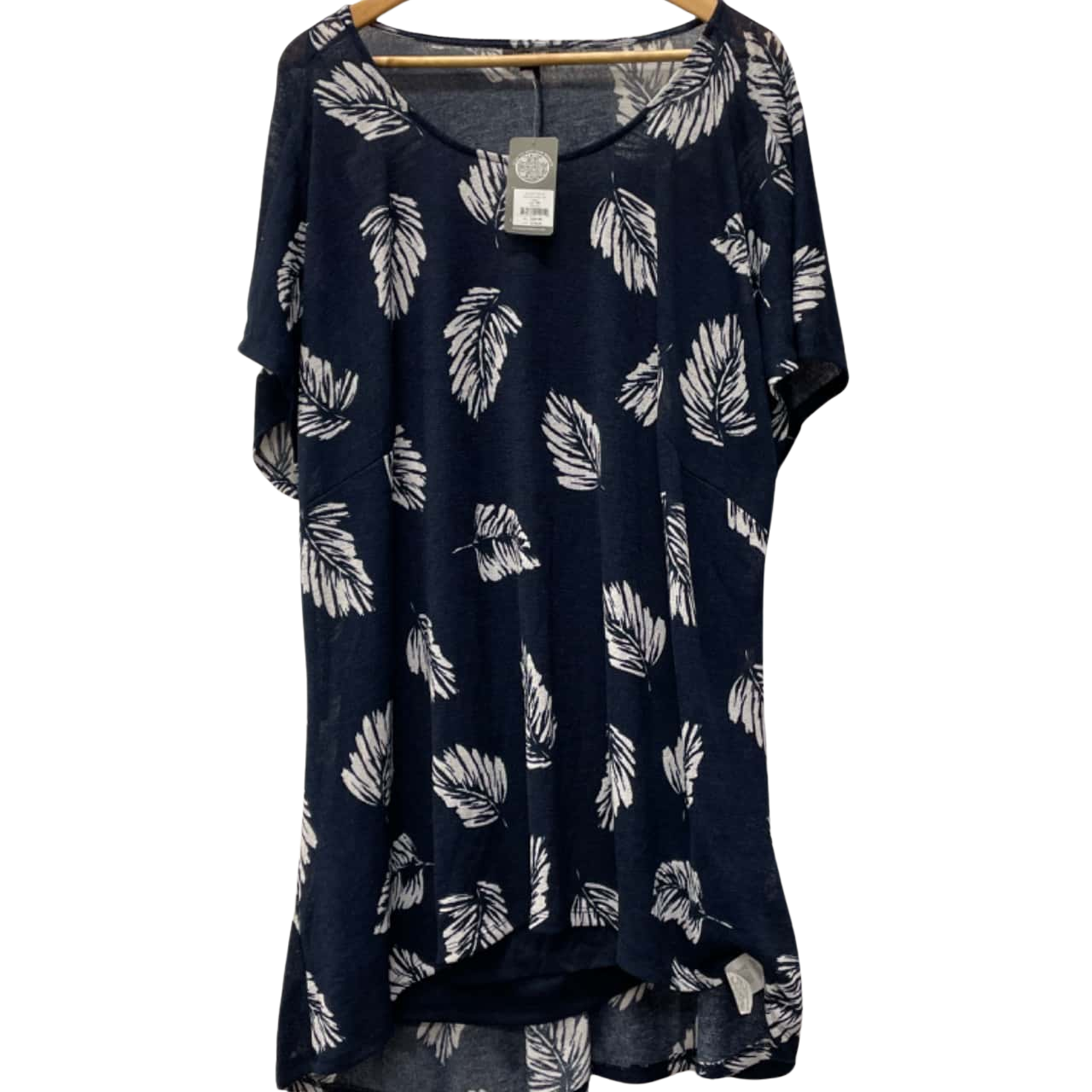 Autograph Womens Size 24 Knot Top Fern Navy Blue / Off White / Pattern