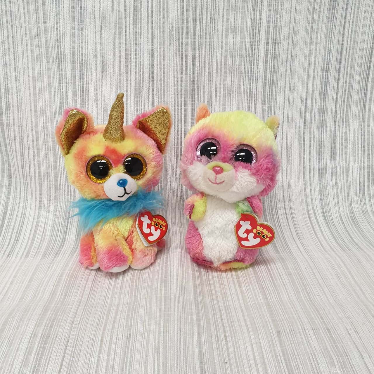 TY Beanie Boos 2 Bright Pretty Rainbow Animals (Yips & Rodney ...