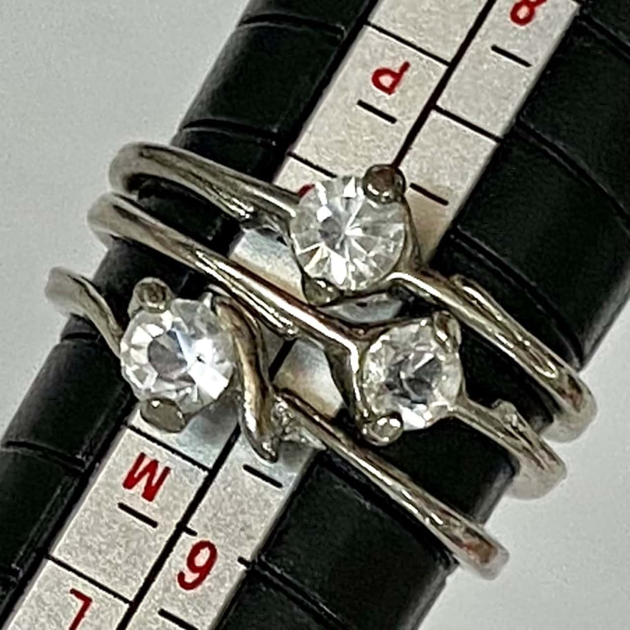 Set of 3 Silver Rings with Diamantés (s)