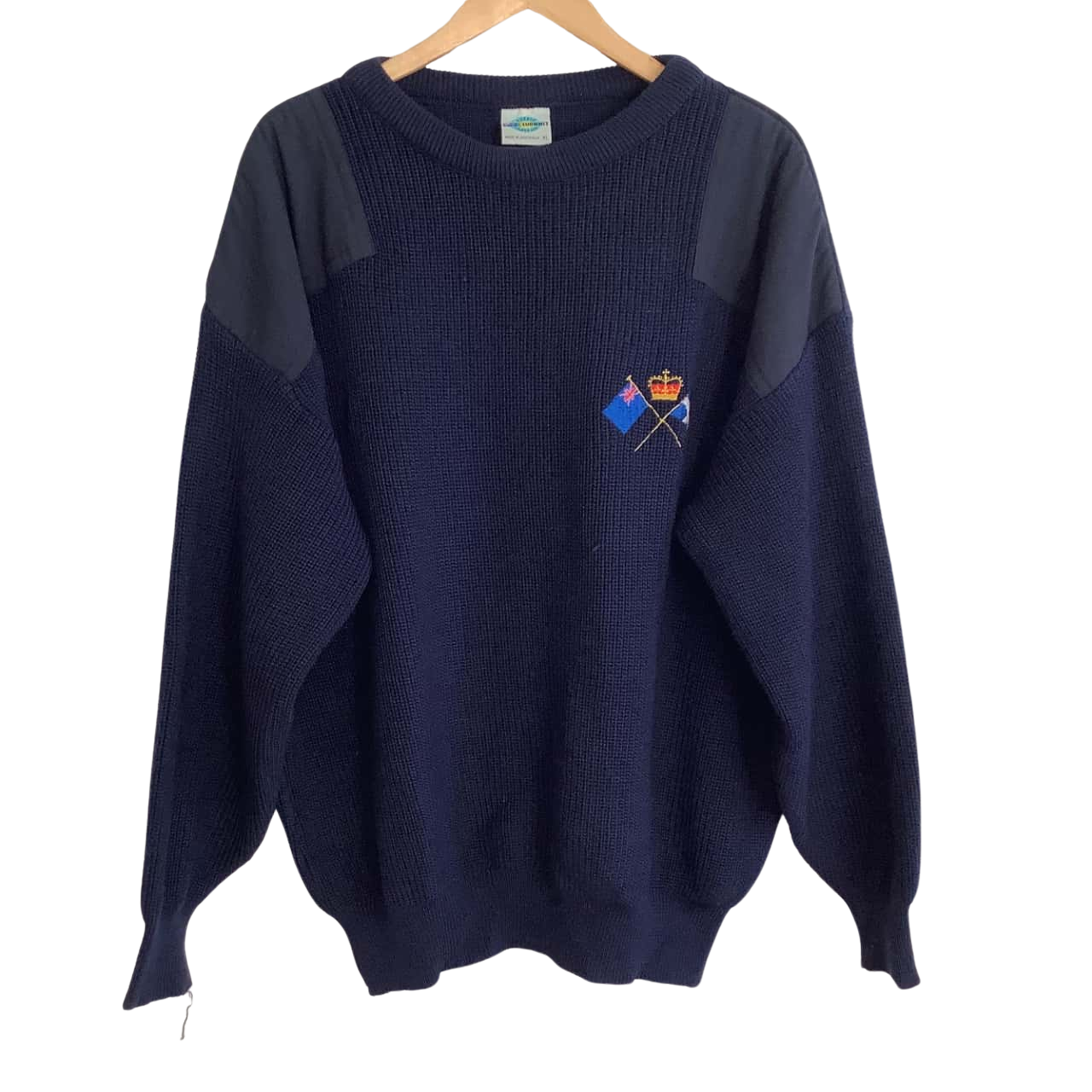 Vintage** Aussie Clubknit Classics. Pure Wool Navy Jumper. Size XL (s)