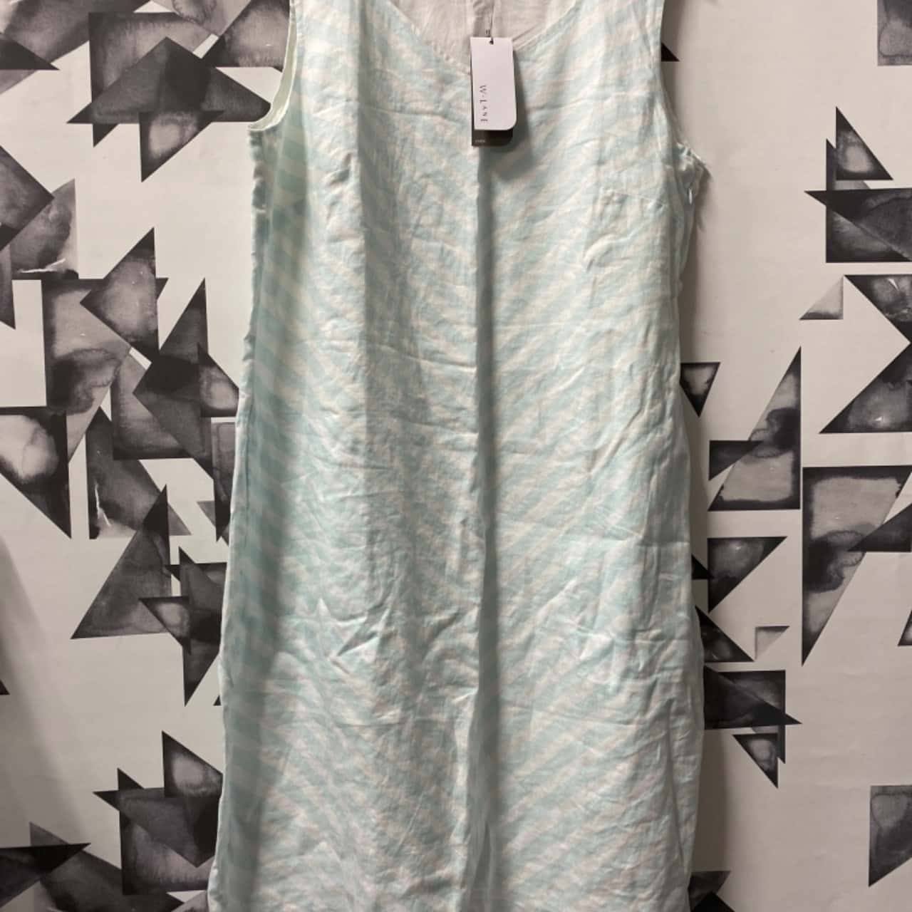 W. Lane Womens Size 14 Blue / White linen dress new