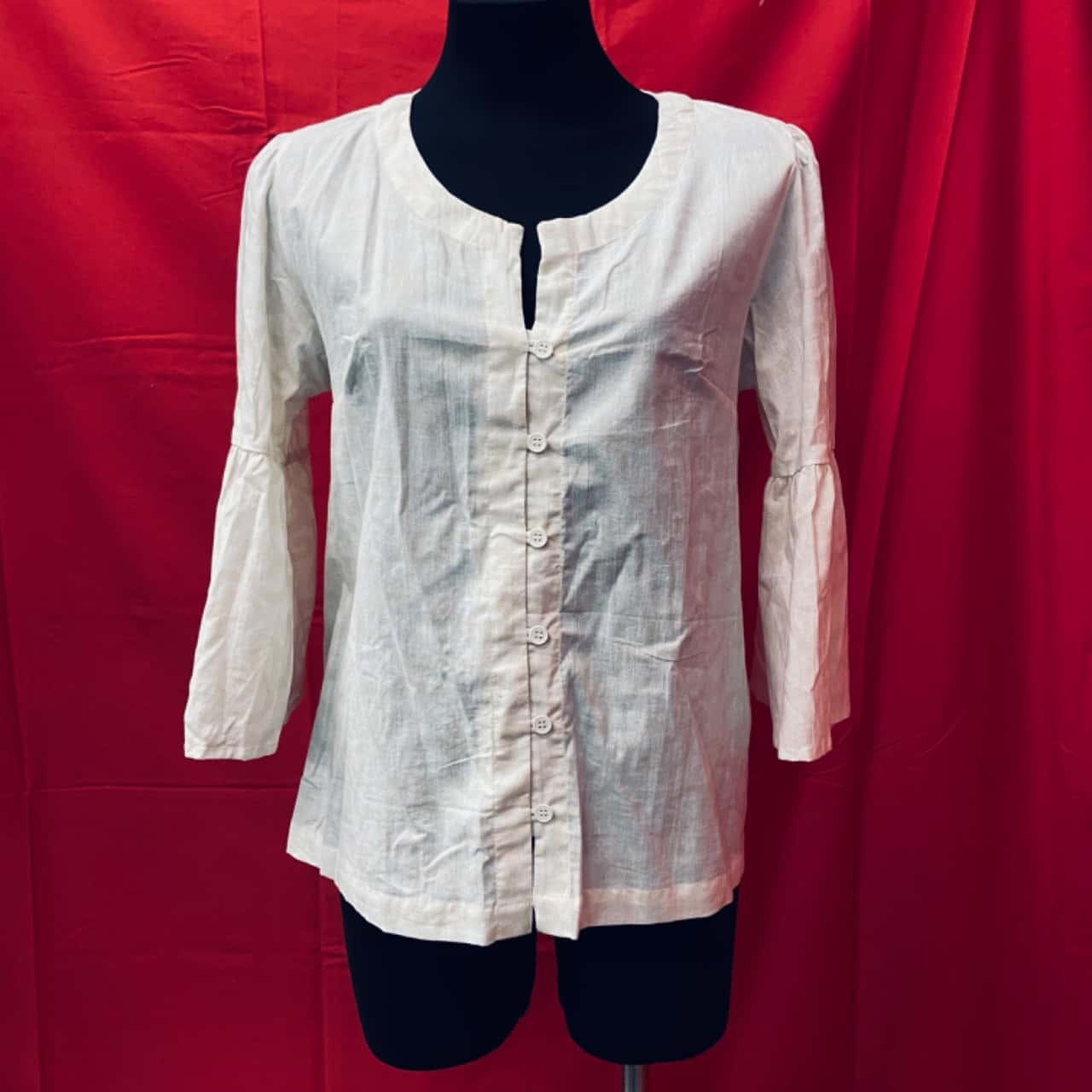 Cotton Diva Womens Size S 3/4 Sleeve / Button Up Cream / Off White ...