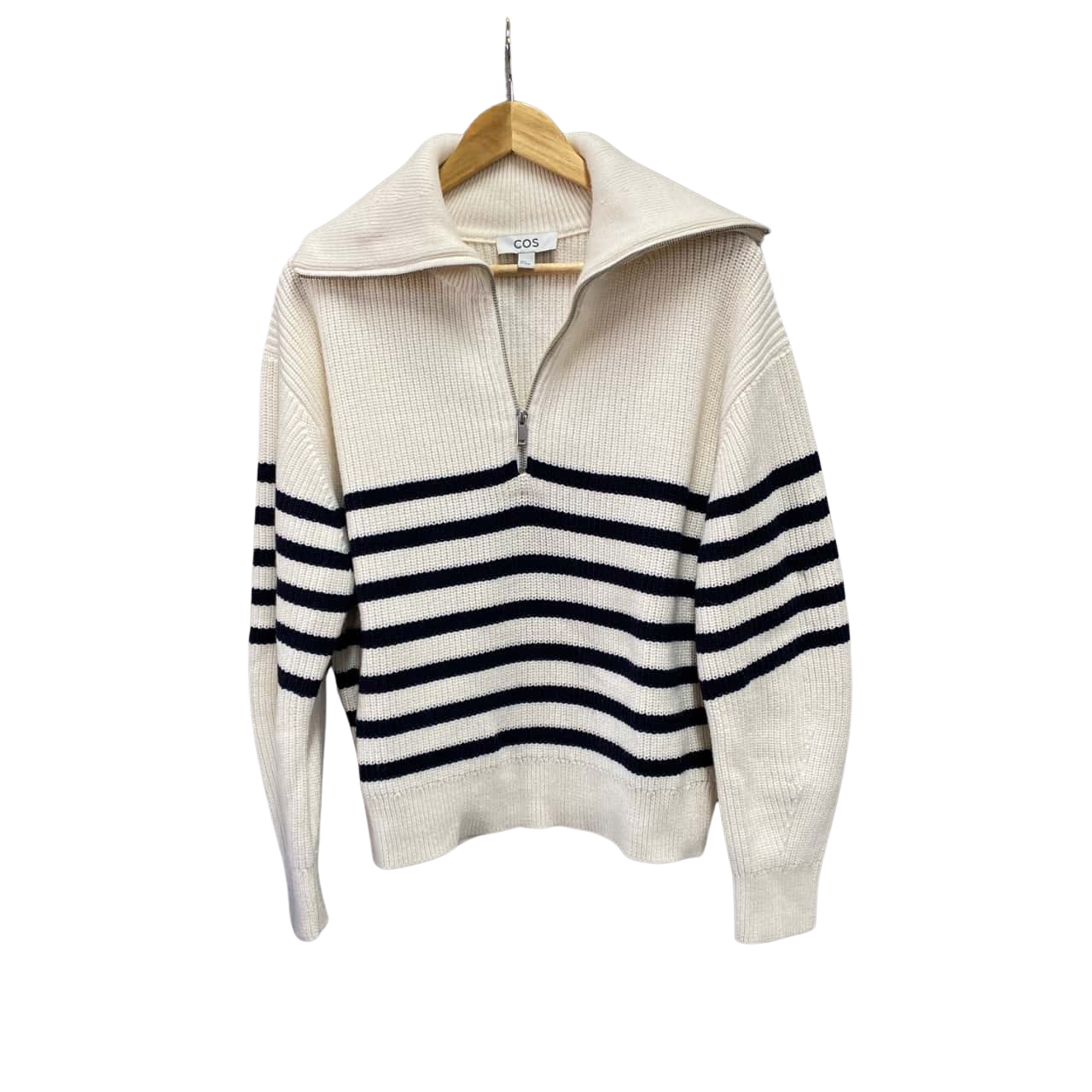 COS Womens Size M Quarter Zip Black / White (s)