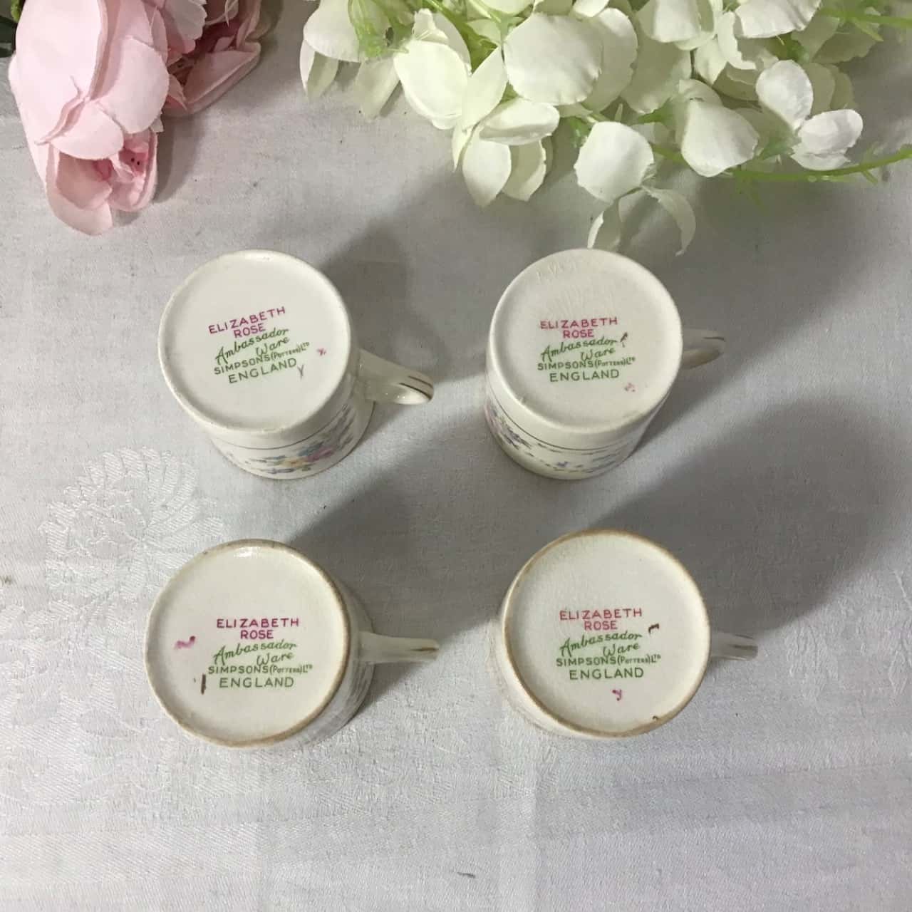 Vintage Simpsons Ambassador Ware “Elizabeth Rose” Set of 4 Expresso ...