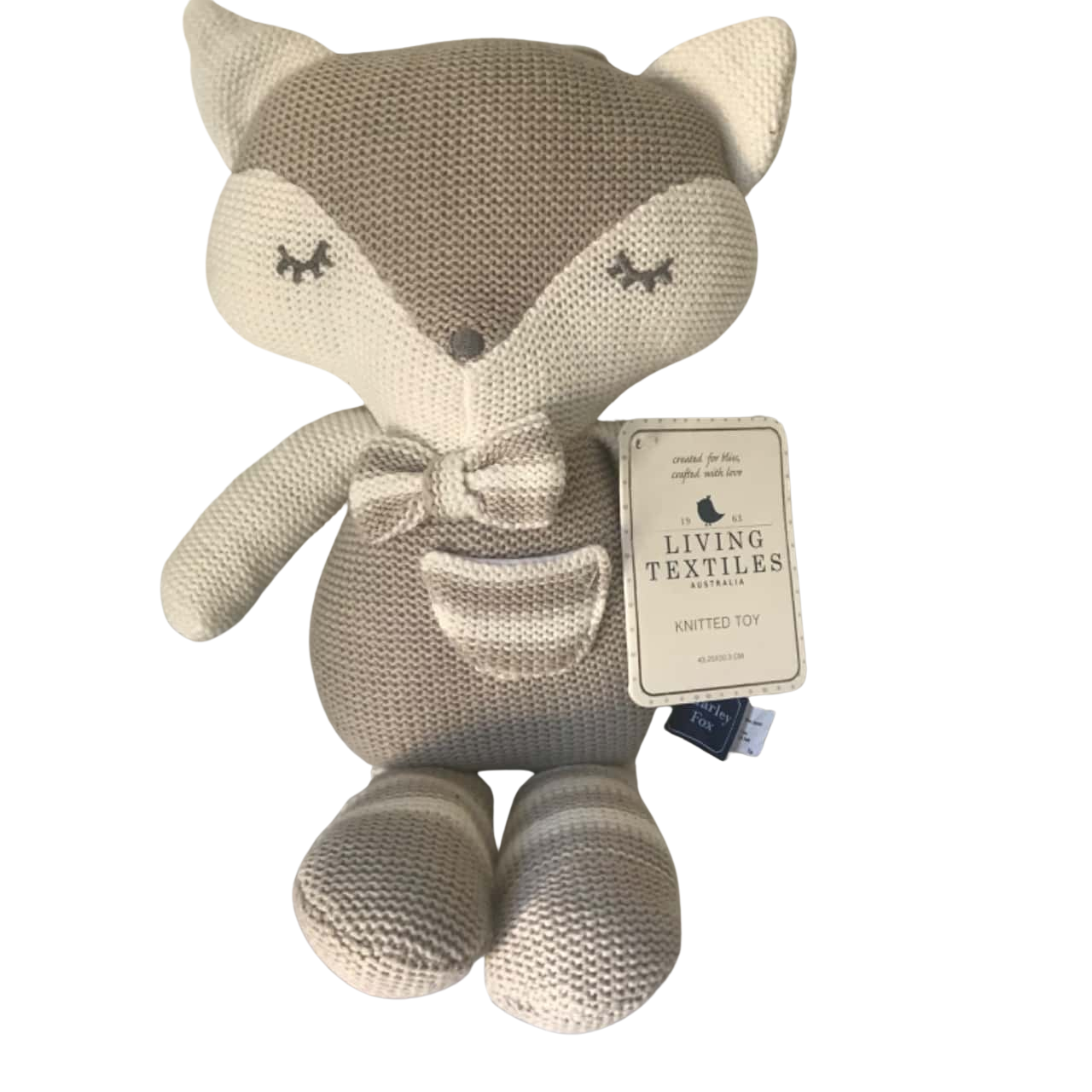 BNWT Living Texiltes Knitted Toy Charley Fox RRP $23.95