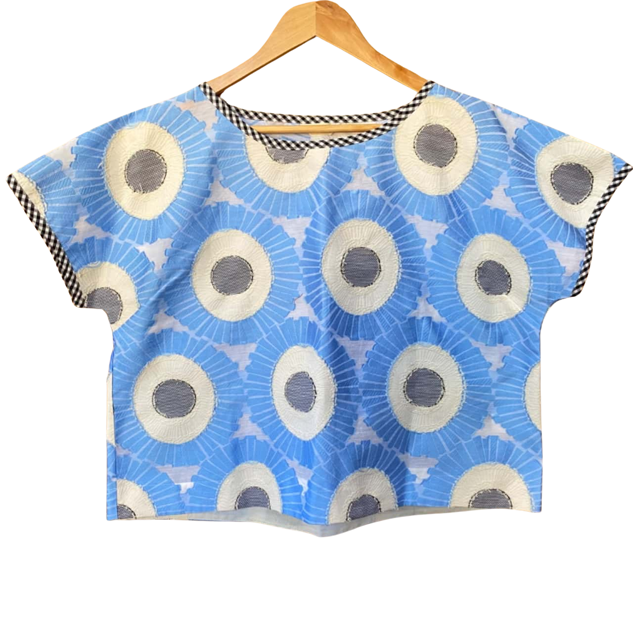 Gorman Blue/White Floral Pattern Short Sleeve Top Size 14(s)