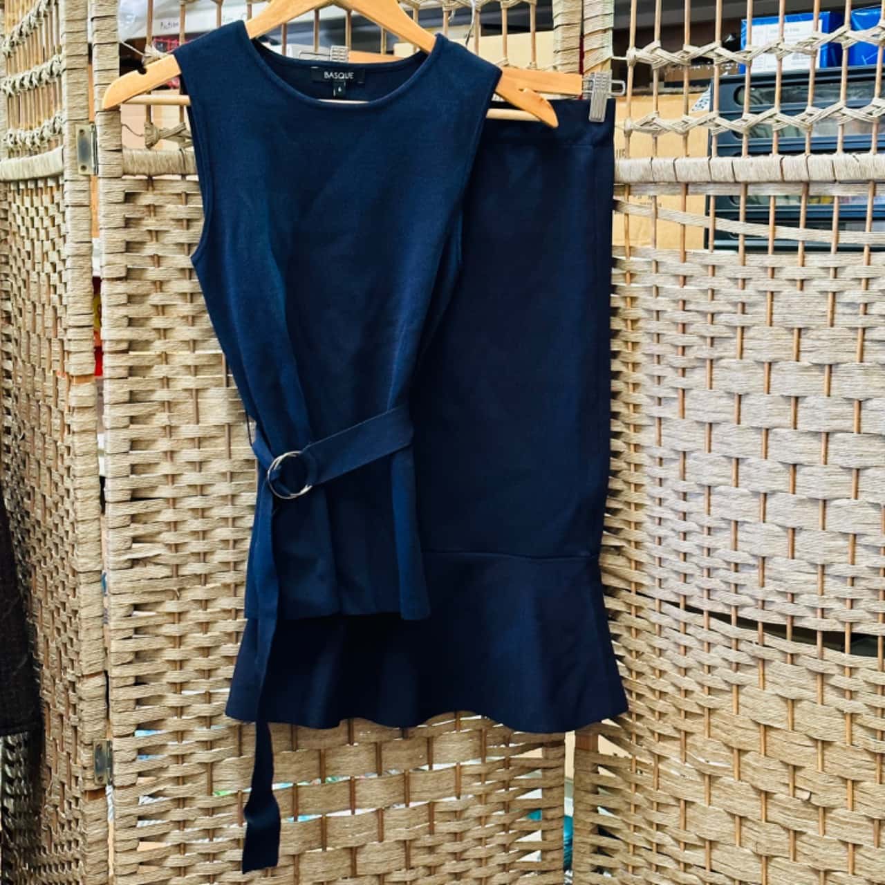 BASQUE Set Skirt and Top Size 6 Navy Blue