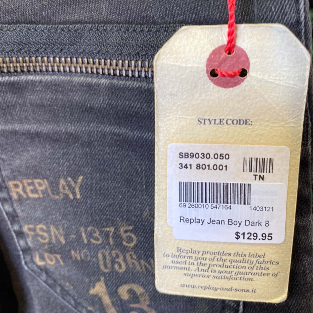 Replay & Sons Kids Size 8 Jeans Grey