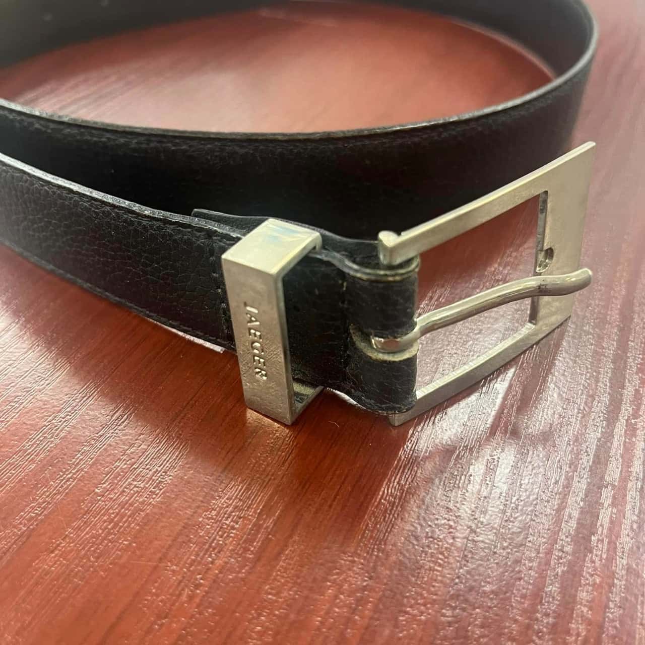 Mens Size 34 Black Jaeger Leather Belt - Made in Italy