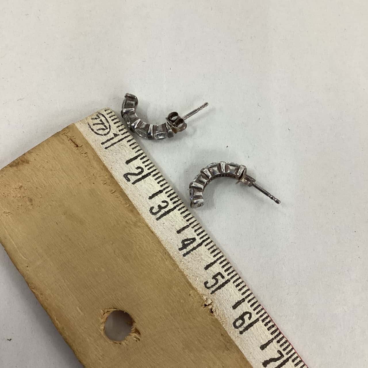 Womens Earrings Sterling Silver Cuffs with Rhinestones (Stamped 925)