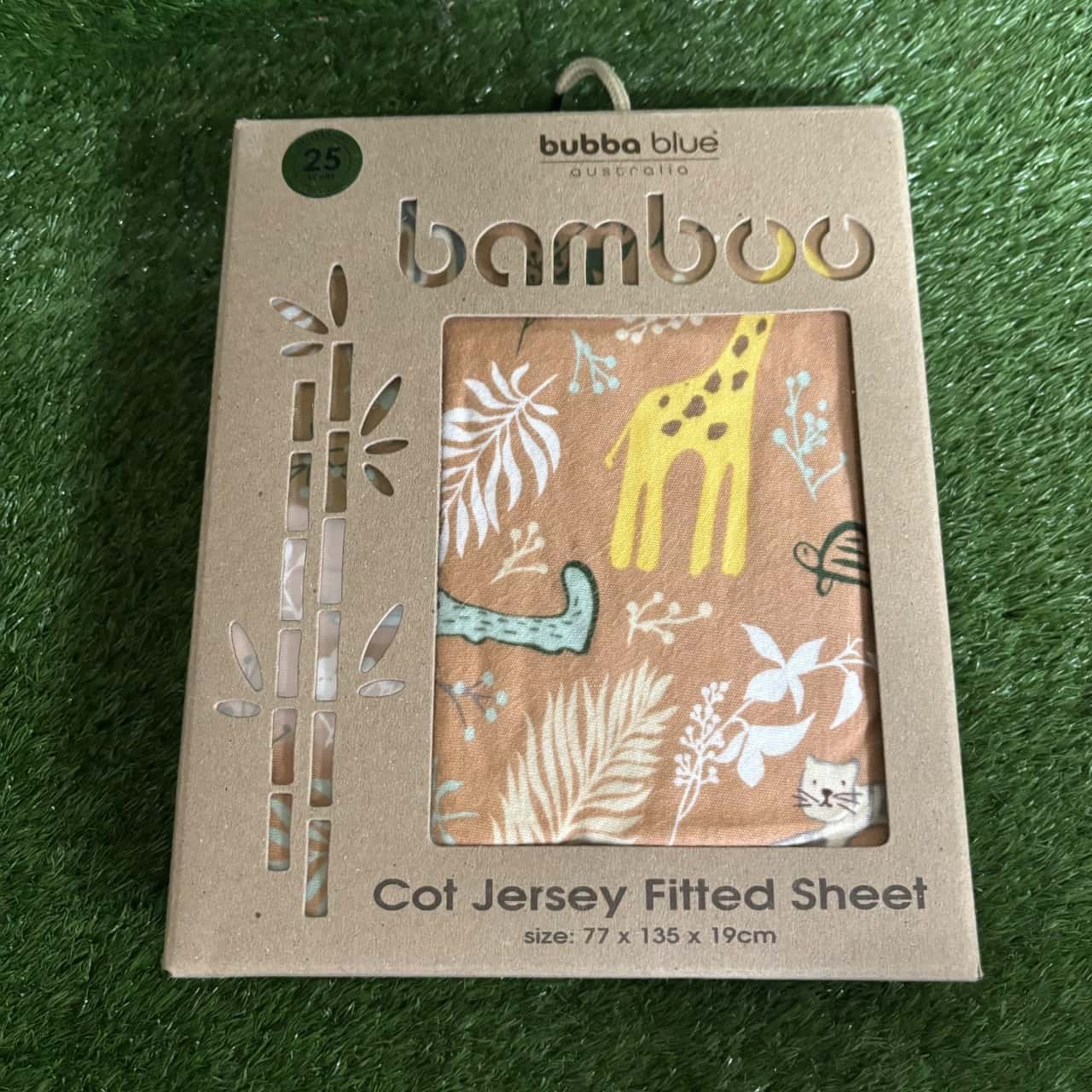 Bamboo by Bubba Blue Cot Jersey Fitted Sheet - Jungle (New)