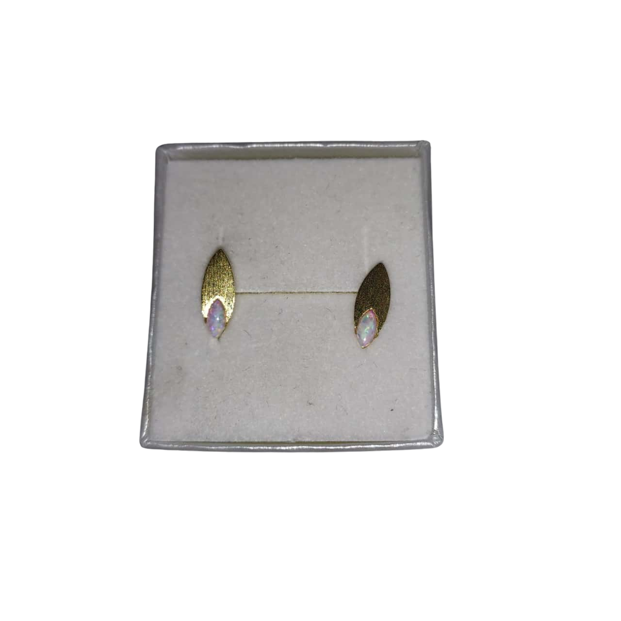 Small Opal Stone Fire Green White Opals Gold Hardware Earring Set Pair ...