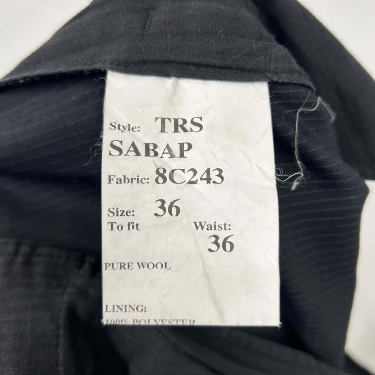 Saba Mens Size 36 Black Wool Pants(s)