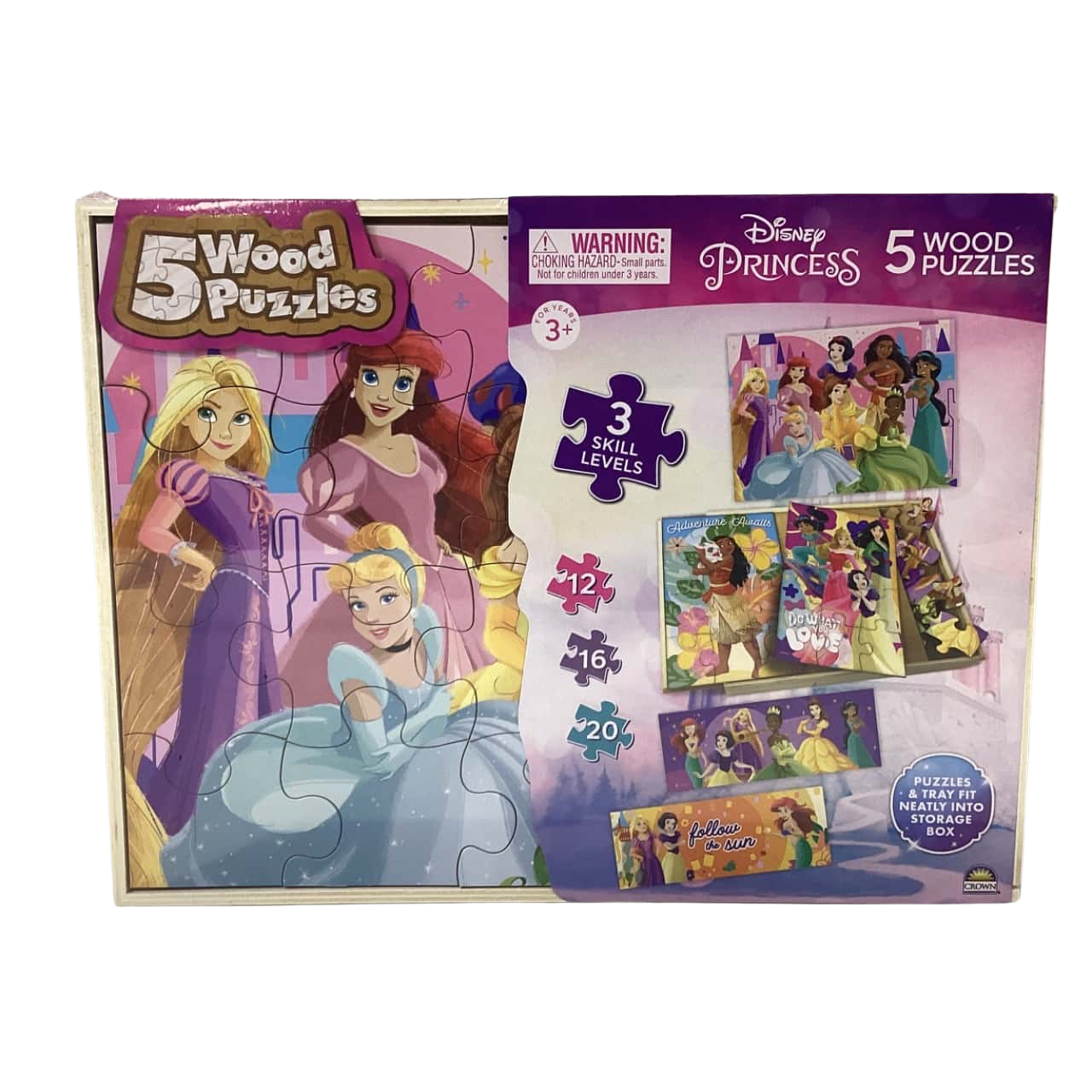 Brand New Disney Princess 5 Wood Puzzles (s)
