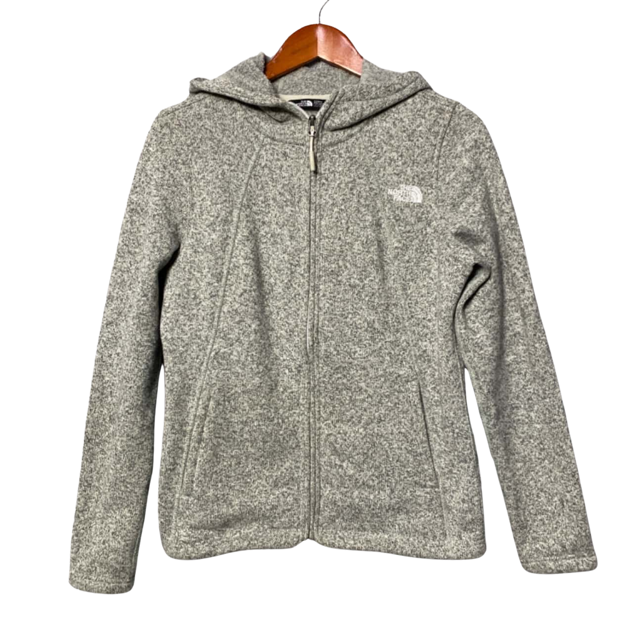 Women’s The North Face Size S Grey Hooded Fleece Jacket