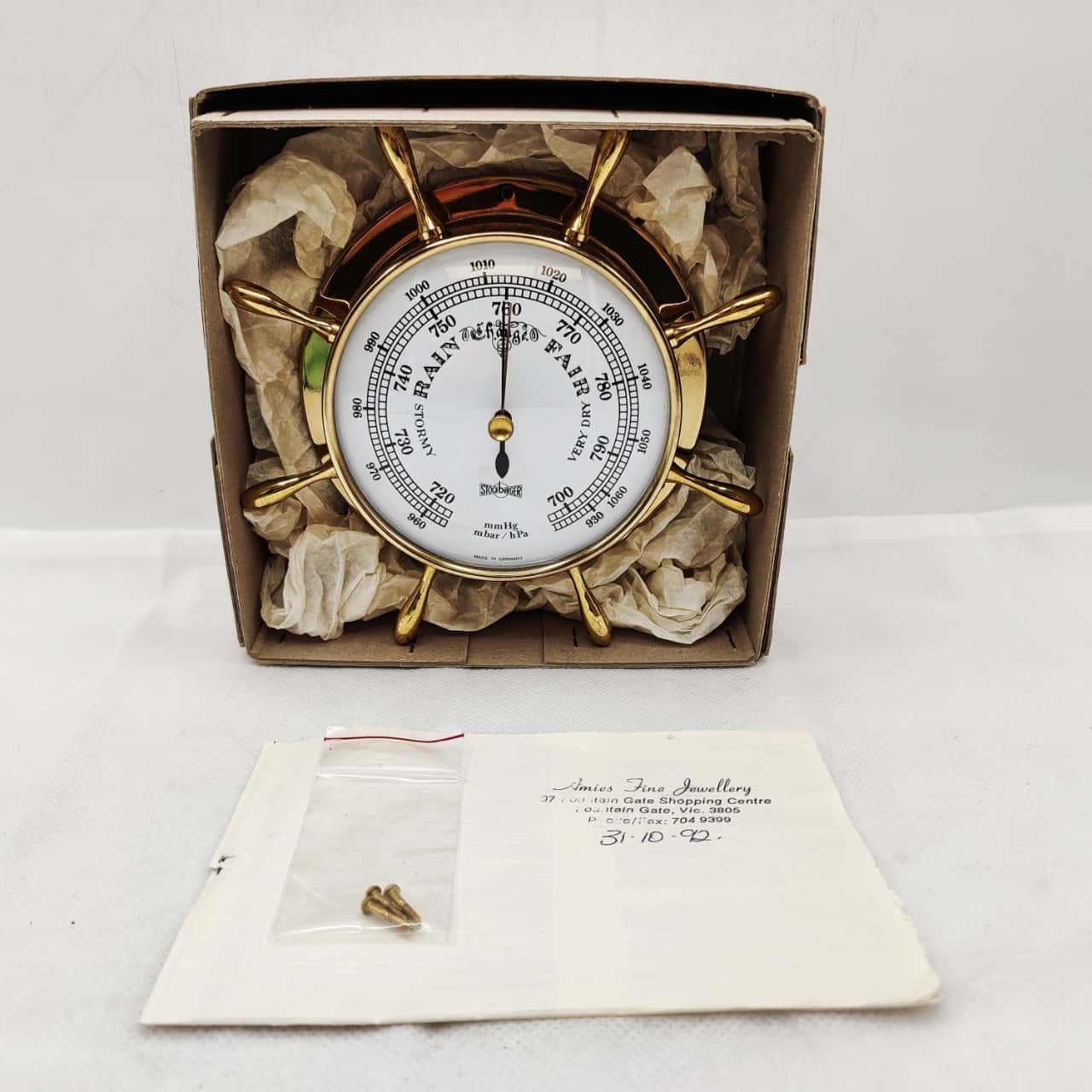 Stockburger Branded Barometer Made In Germany Ships Wheel Style(s)