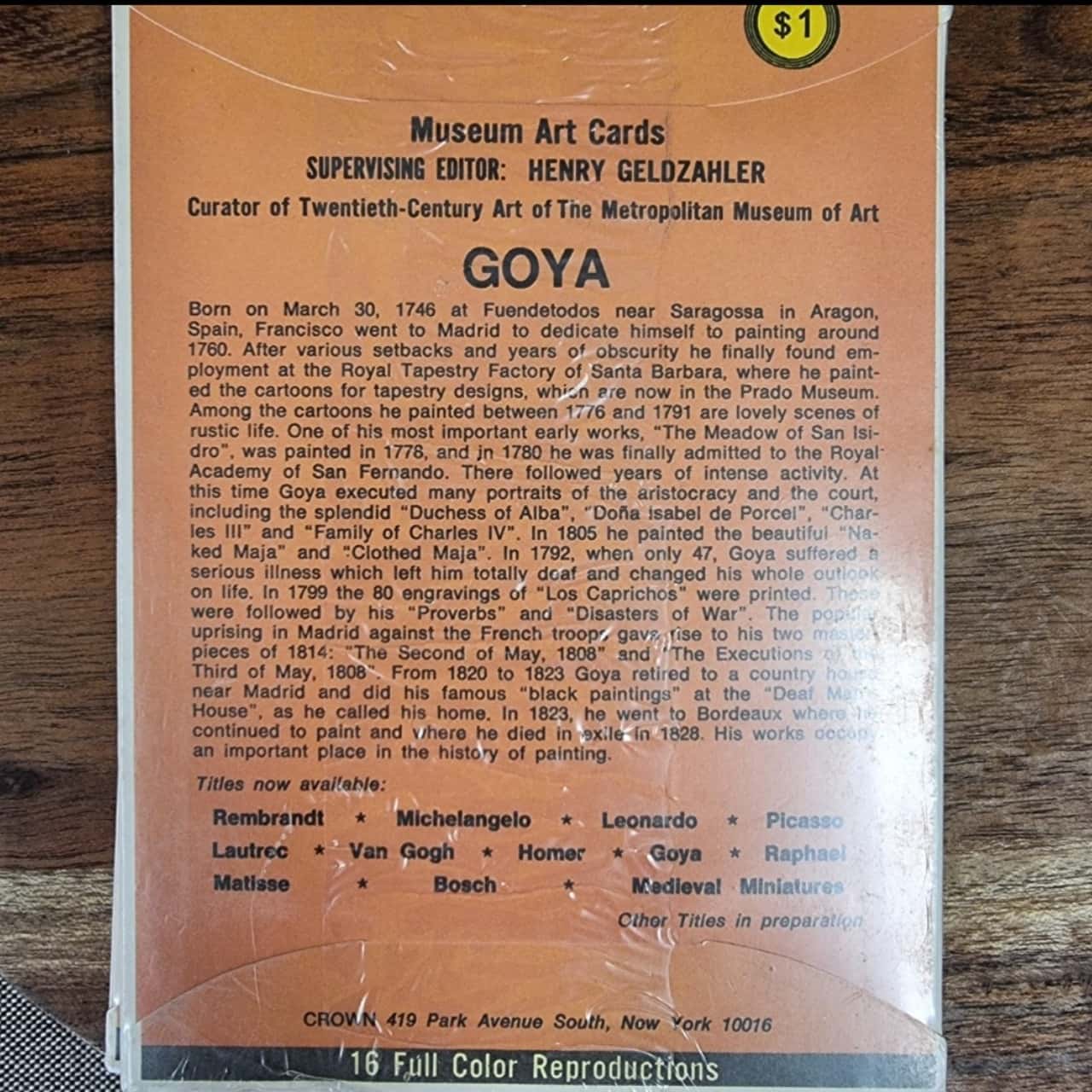 Collection Of 4 Packs Museum Art Cards - Goya - Bosch - Medieval ...