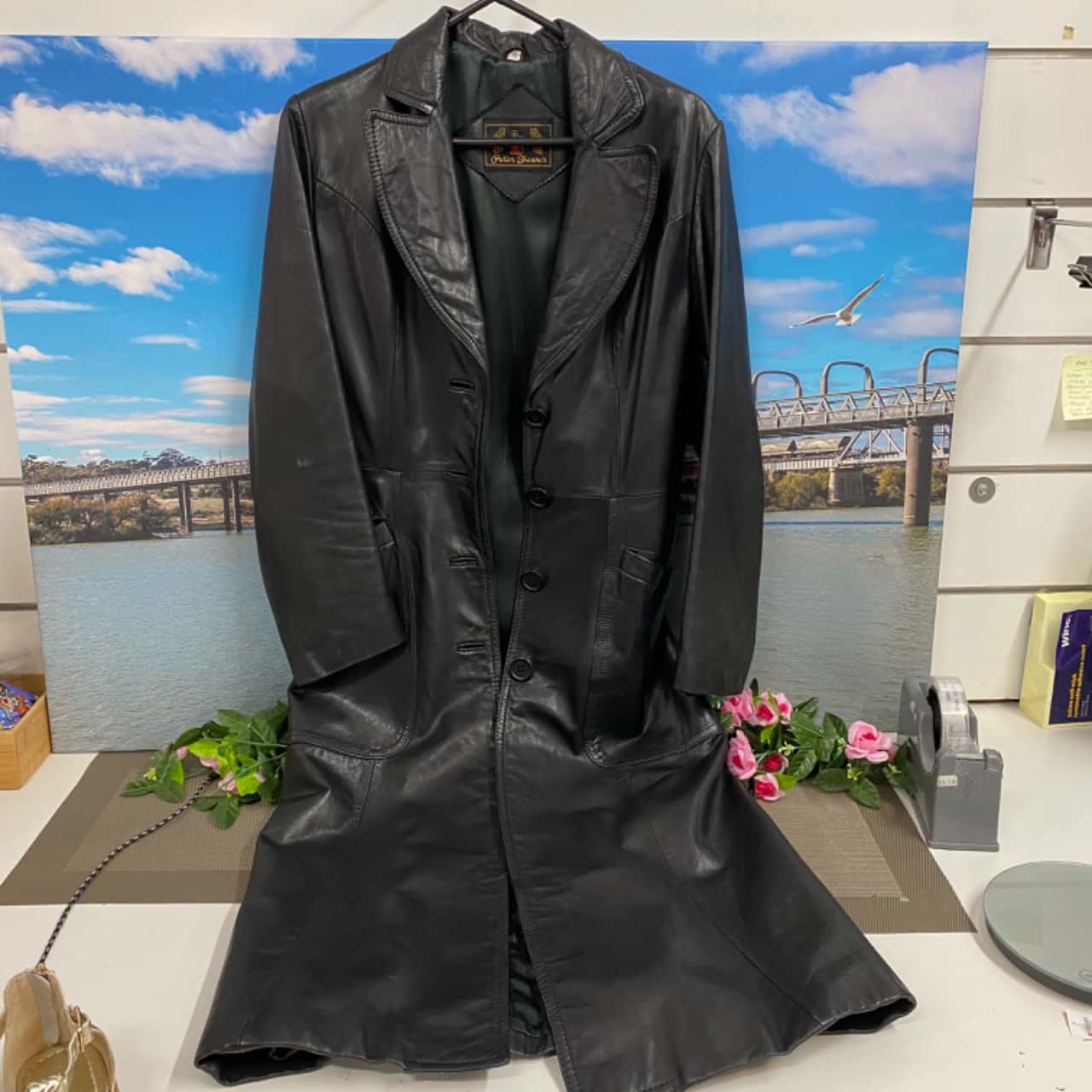 Womens Black Leather (Peter Shearer) Ankle length Coat(s)