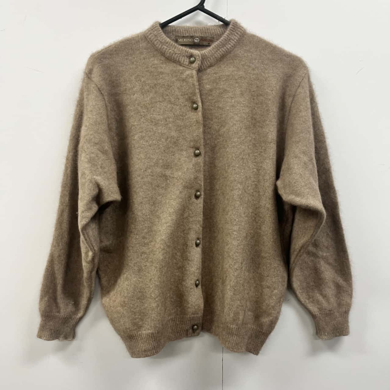 Womens Beige Possum Fur & Merino Wool Cardigan Size M(s)