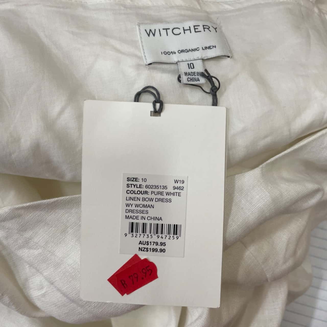 Witchery Womens Size 10 Shoestring Strap White (s)