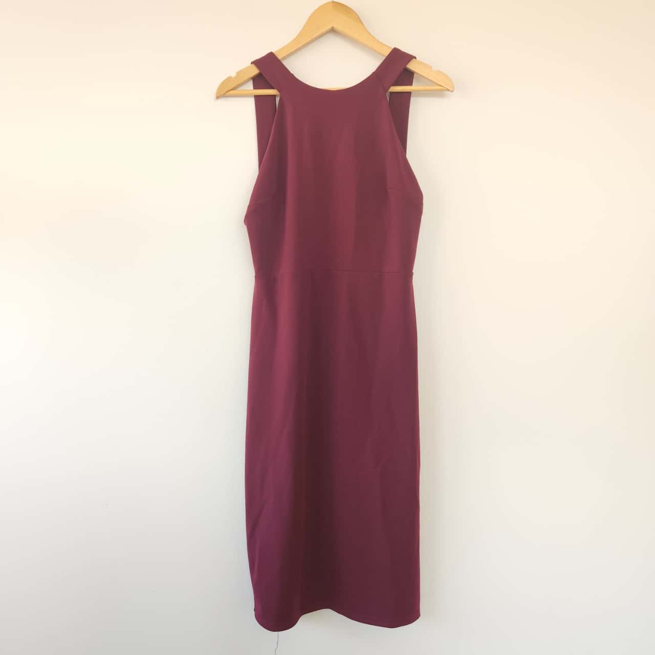 Pasduchas Maroon Backless Halter Neck Midi Dress Size 12 / L