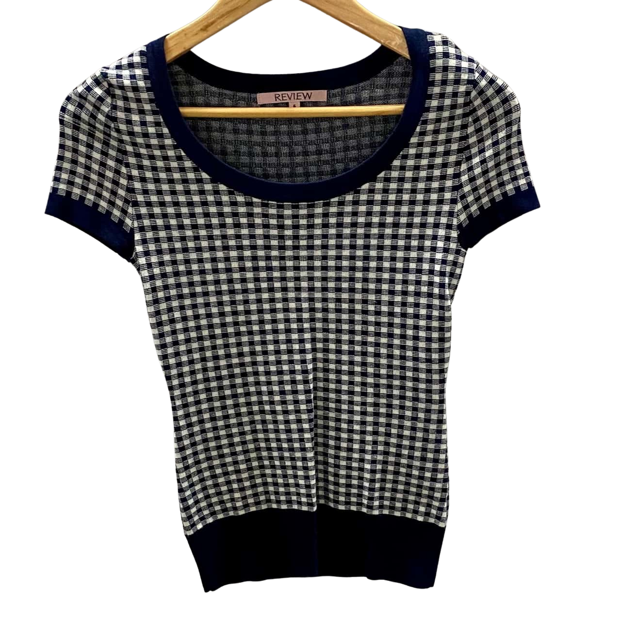 Review Size 6 Short Sleeve Blue / Checked top-so cute(s)