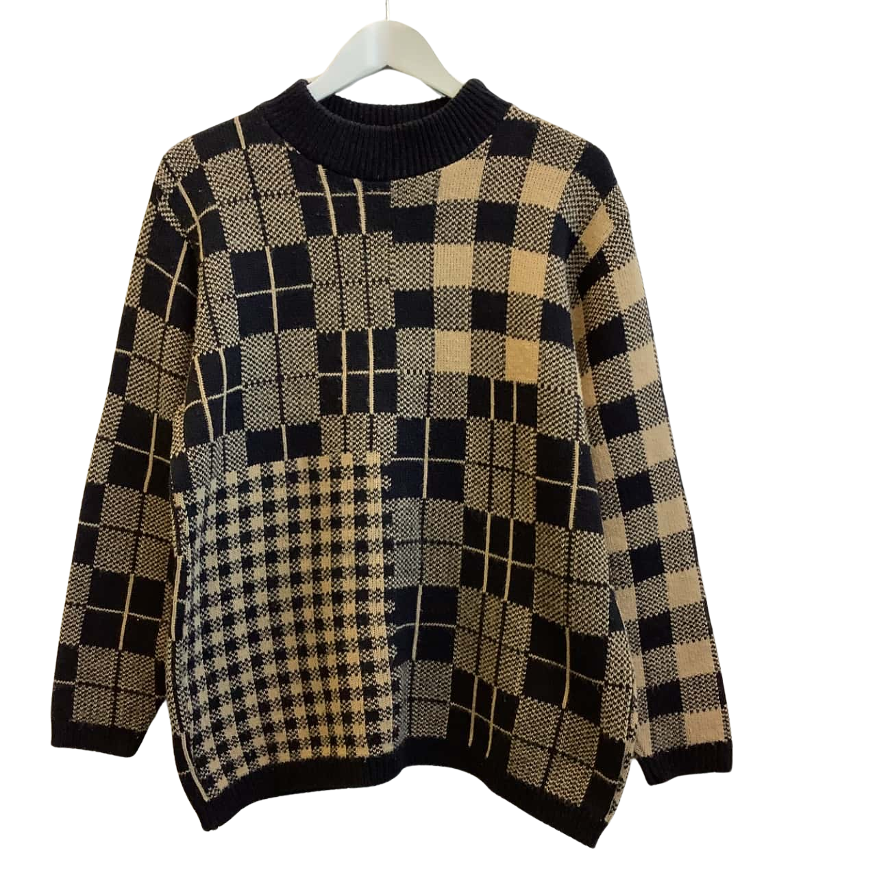 alfred dunner Womens Label Size L Checked Jumper Black / Beige (s)