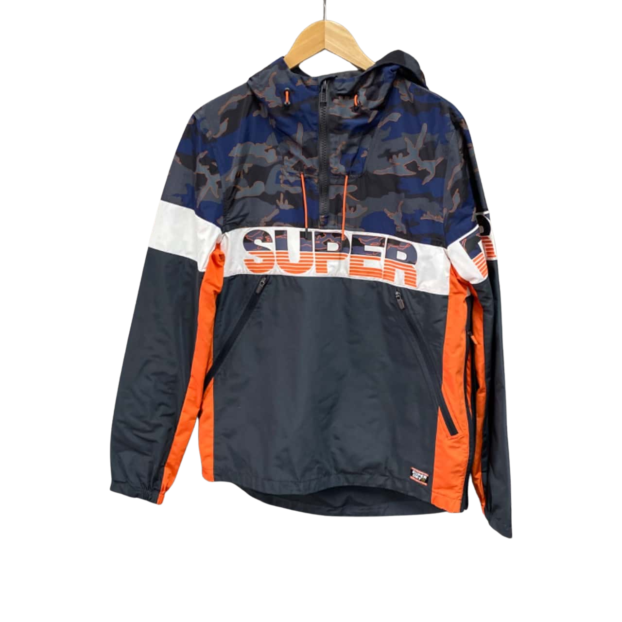 Superdry Mens Size L Raincoat Camouflage / Grey / Orange